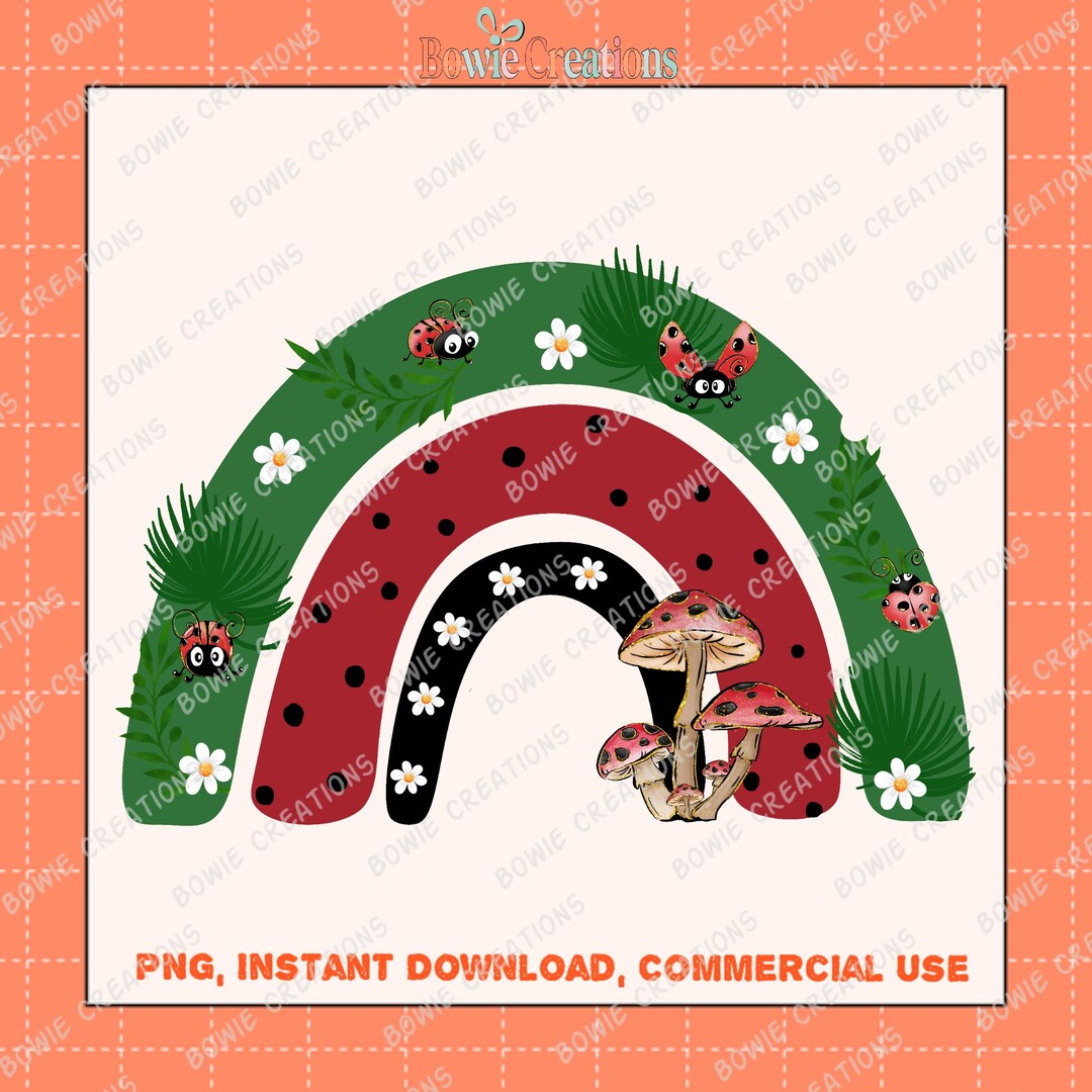 Ladybug Rainbow Ladybird Red Rainbow Clipart, Mushroom Spring Rainbow ...