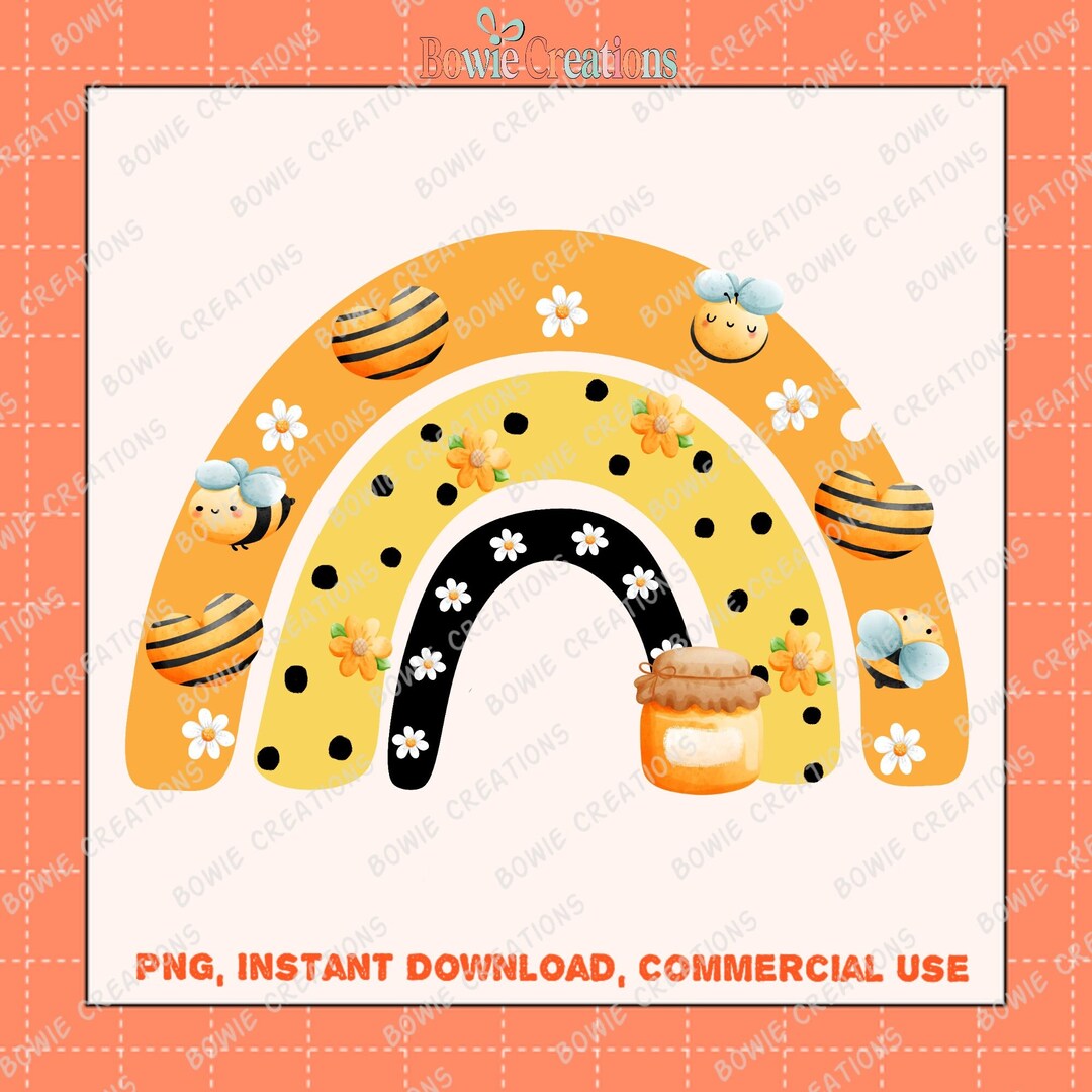 Rainbow Bee PNG Clipart, Honeybee Sublimation File, Bumblebee Rainbow ...