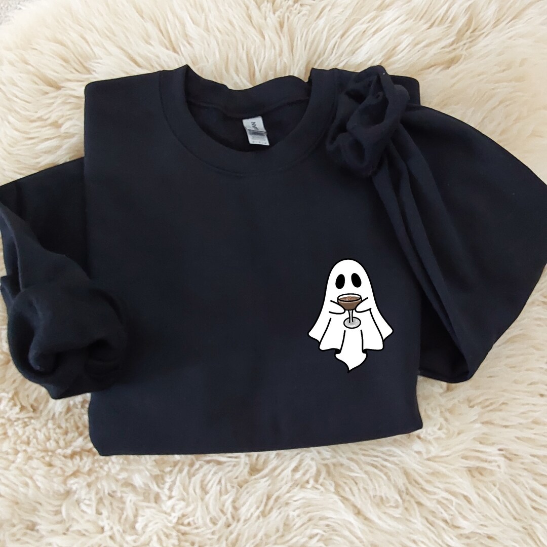 Espresso Martini Ghost Halloween Sweatshirt for Women, Cute Pocket ...