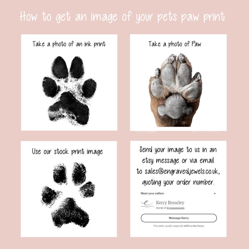 Personalised Paw Print Bead Charm, Engraved Pet Memorial - Etsy UK
