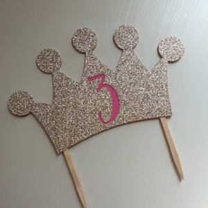 Gold Glitter Princess Crown Cake Topper With Custom Age - Etsy
