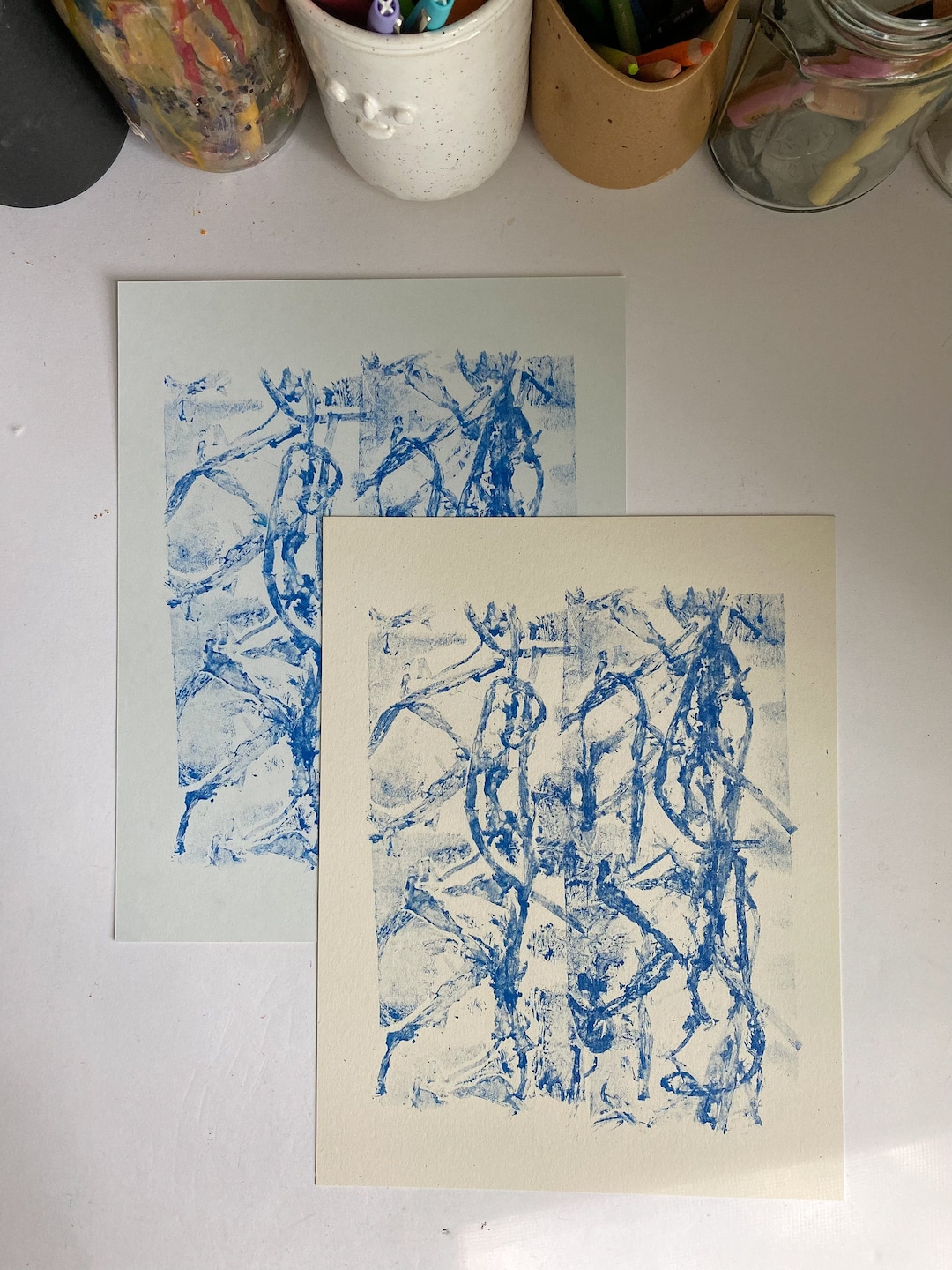 Abstract Blue Risograph Print – Nature Inspired Art, 8.5" X 11" - Etsy