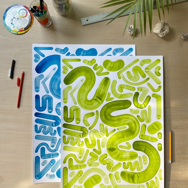 Blue Squiggle Poster - Etsy