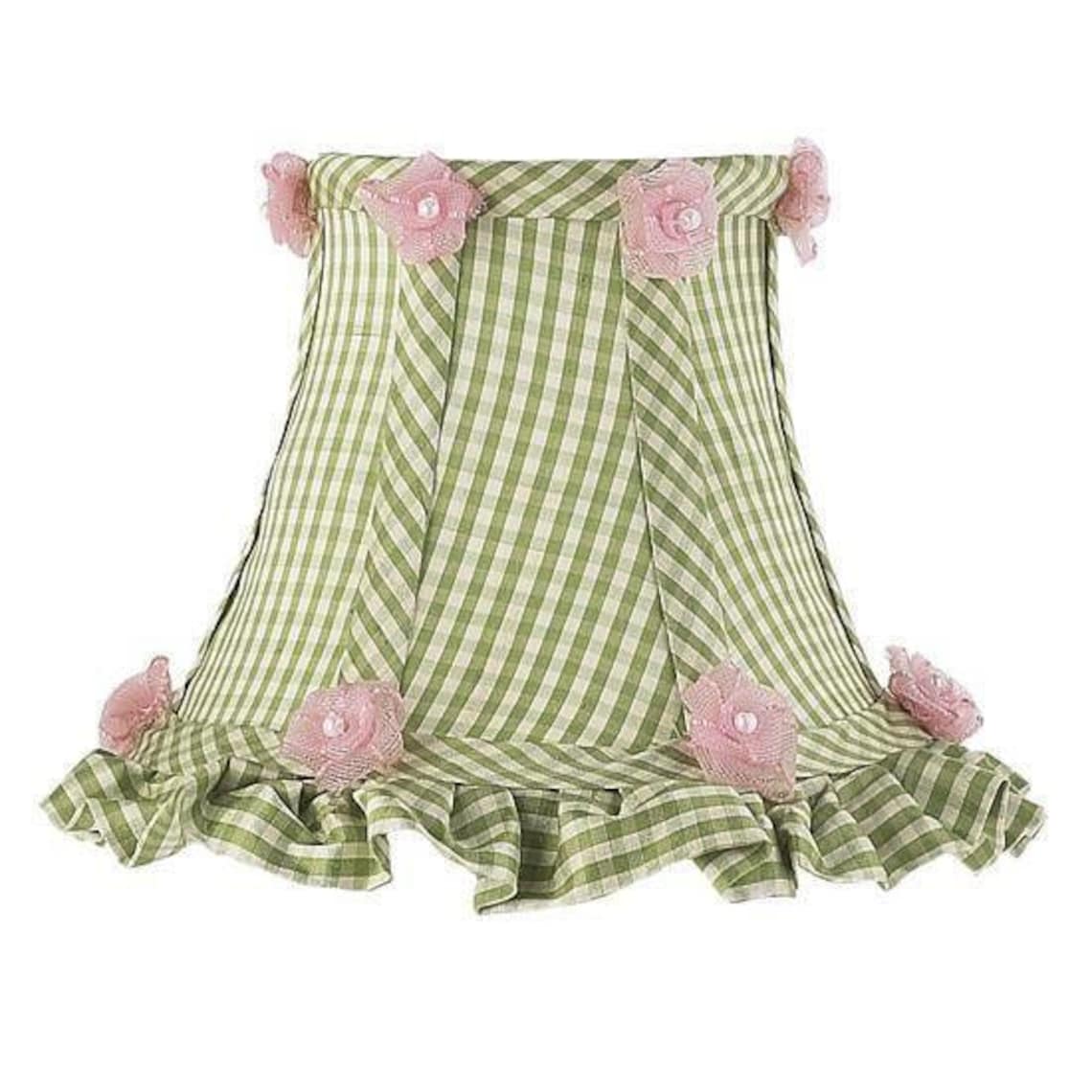 Chandelier Shade - Ruffled Edge - Green Check - Etsy