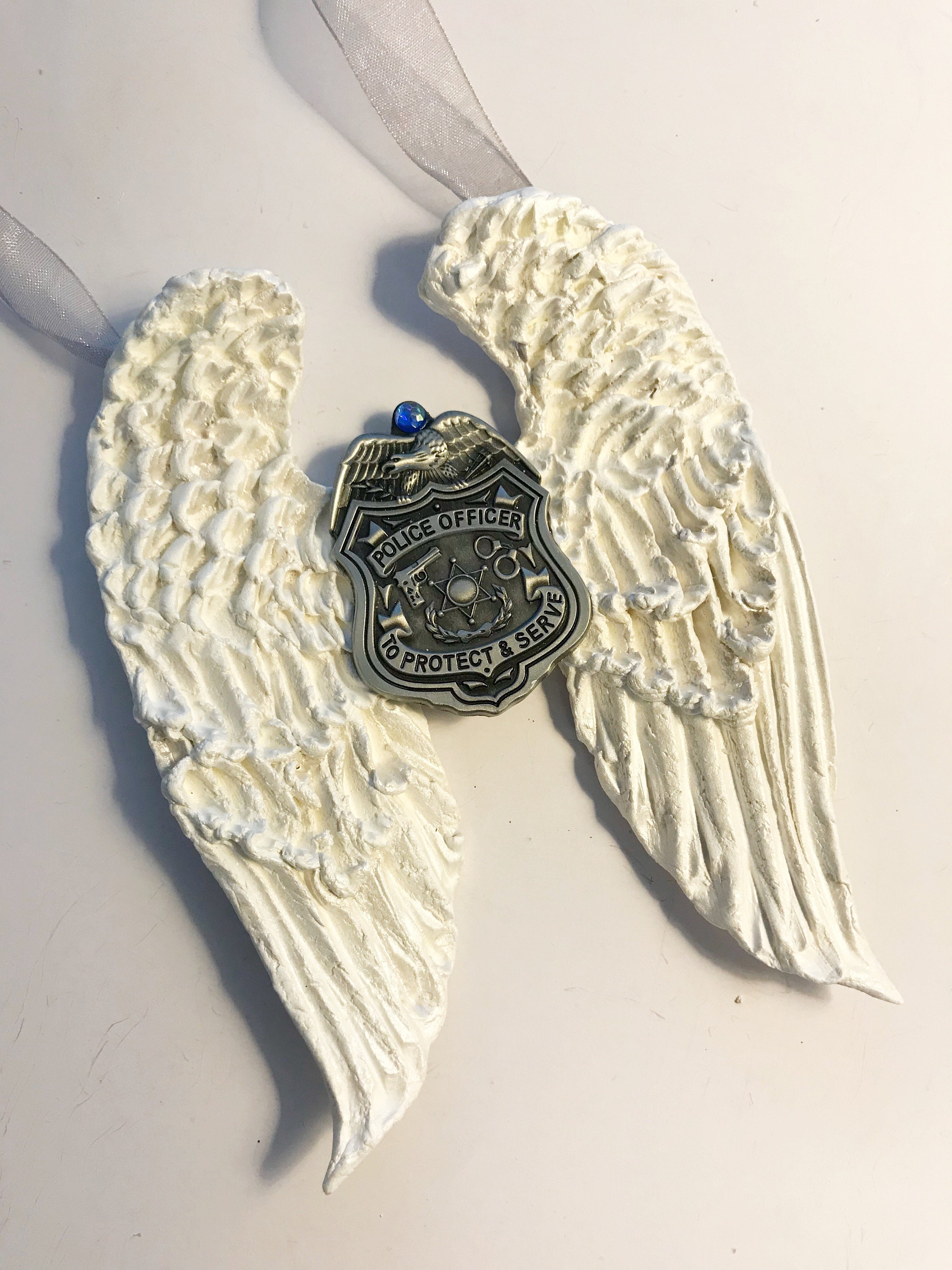Police Officer Angel Wings Hand Sculpted From Clay Guardian | Etsy