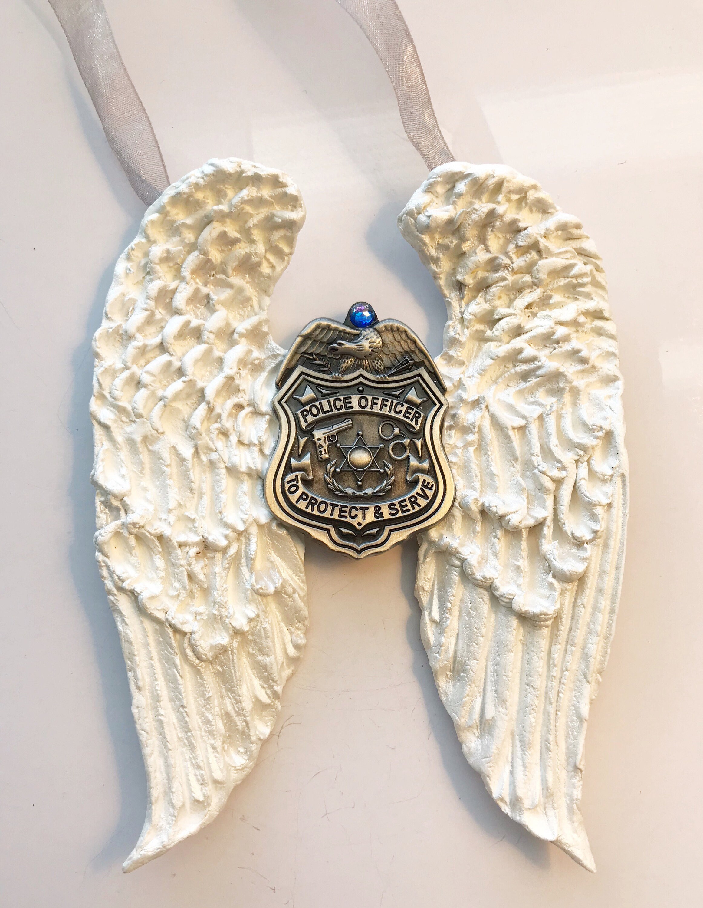 Police Officer Angel Wings Hand Sculpted From Clay Guardian | Etsy