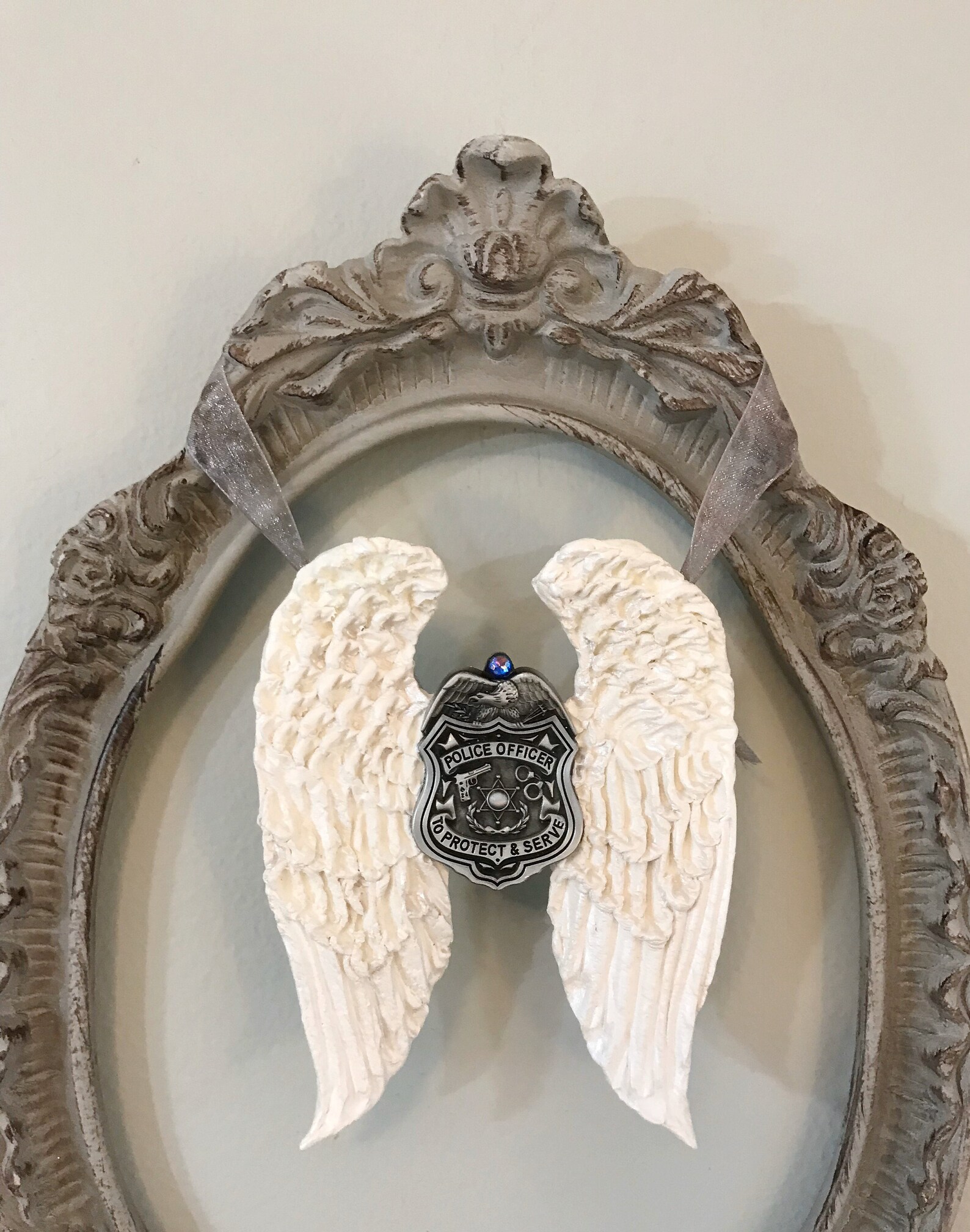 Police Officer Angel Wings Hand Sculpted From Clay Guardian | Etsy