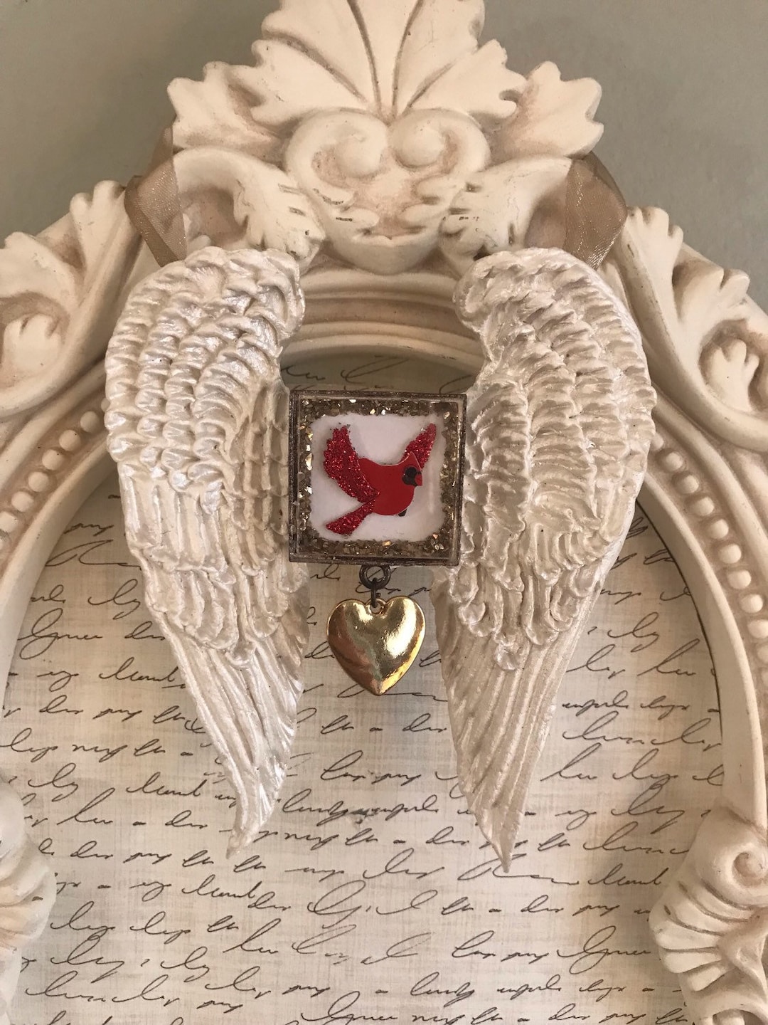 Cardinal Angel Wings Wall Decor Personalized Handmade Cardinal Memorial ...