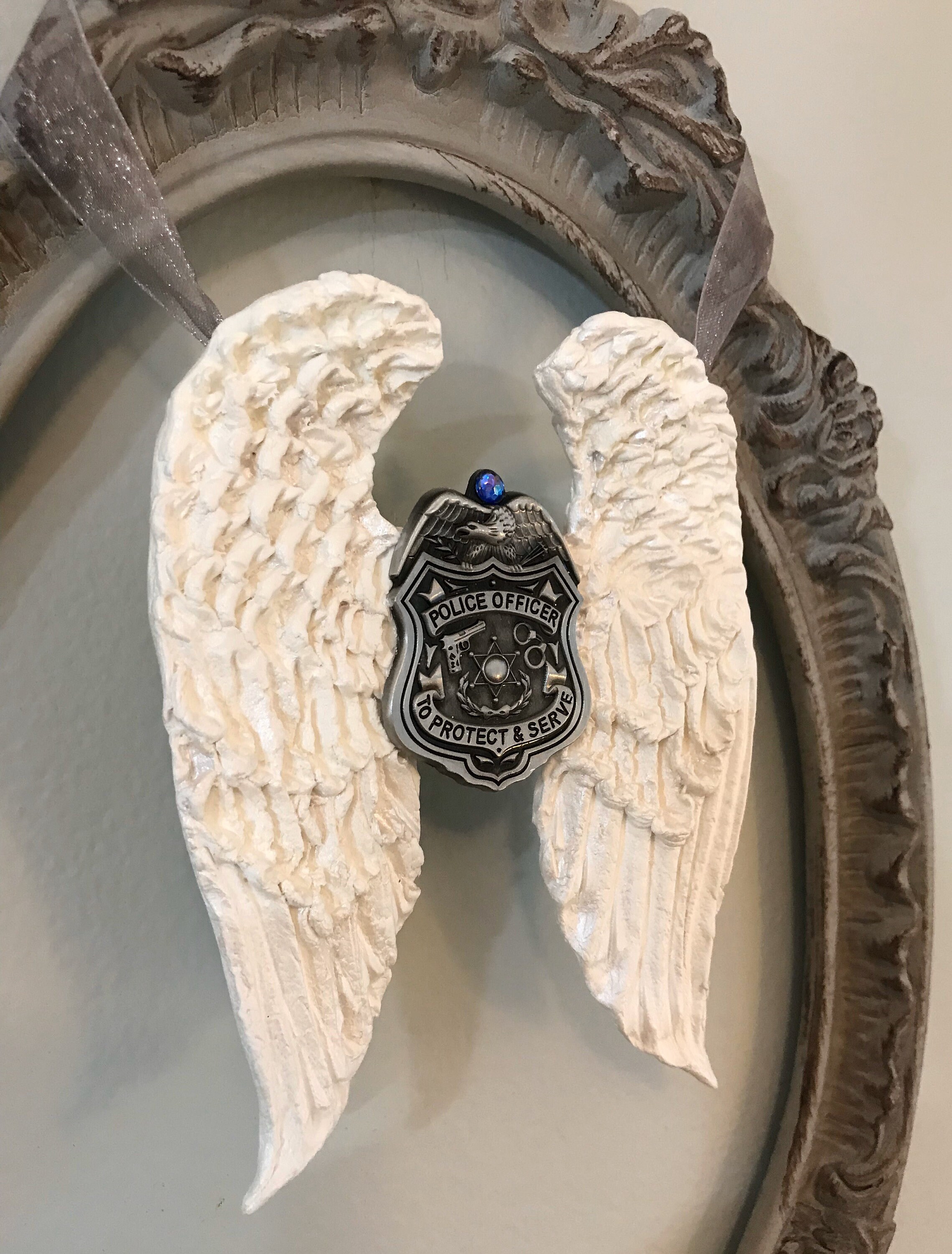 Police Officer Angel Wings Hand Sculpted From Clay Guardian | Etsy