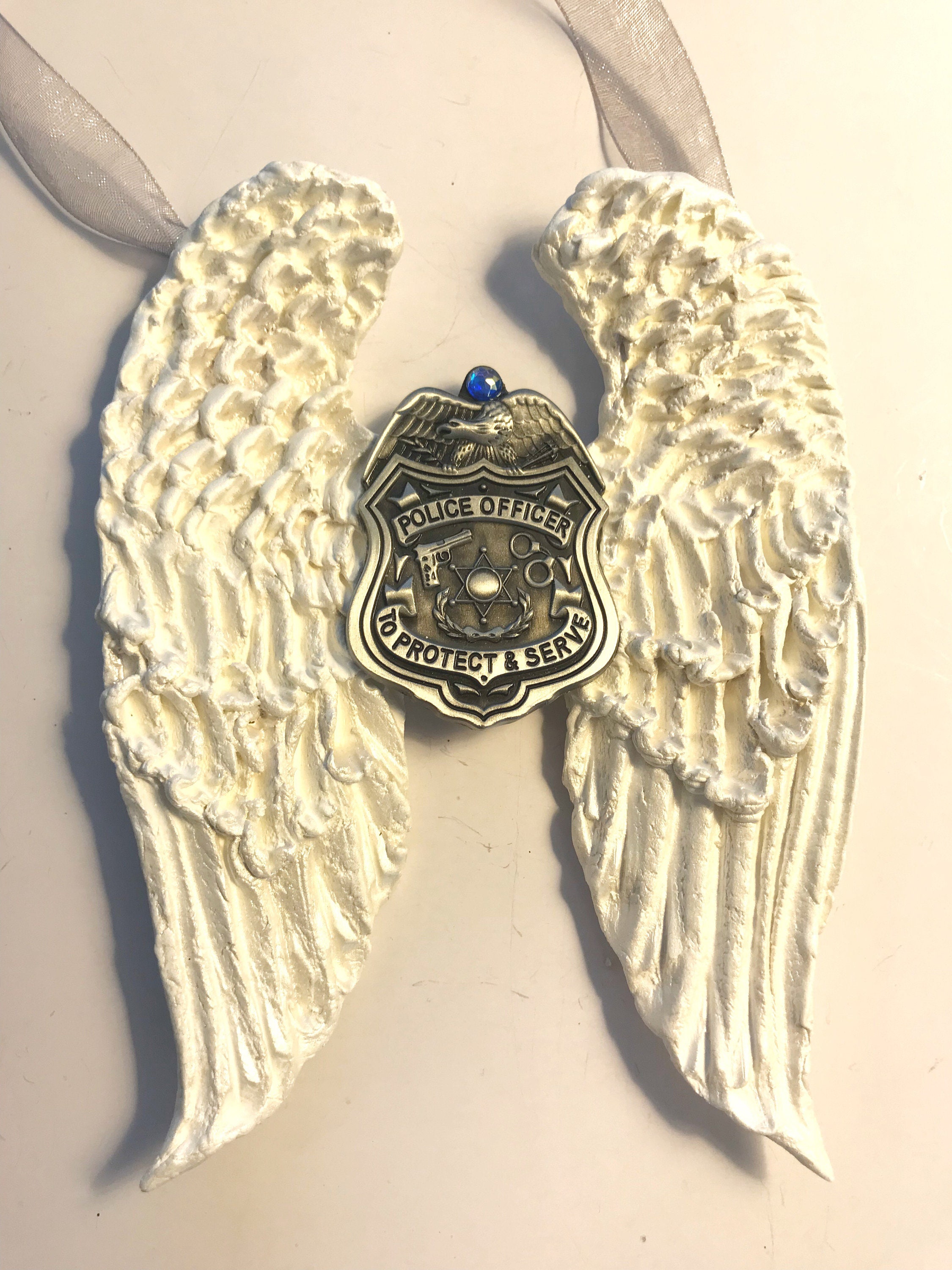 Police Officer Angel Wings Hand Sculpted From Clay Guardian | Etsy
