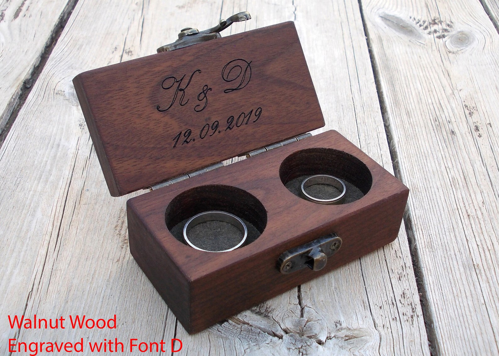 WALNUT Rustic Ring Bearer Box Wood Ring Box Wood Ring Box - Etsy