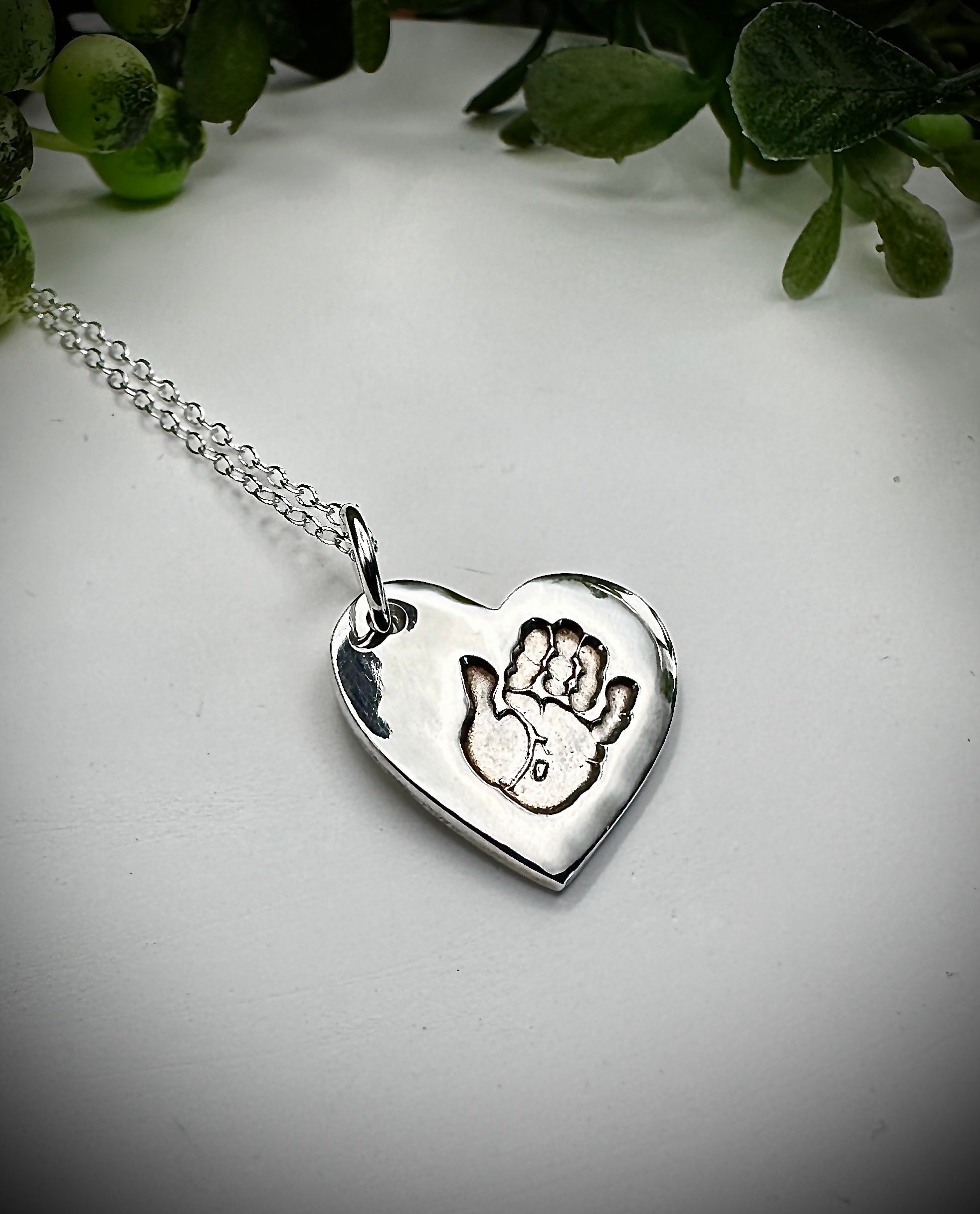 Silver Handprint and Footprint Necklace / Pendant. Child or Baby True ...