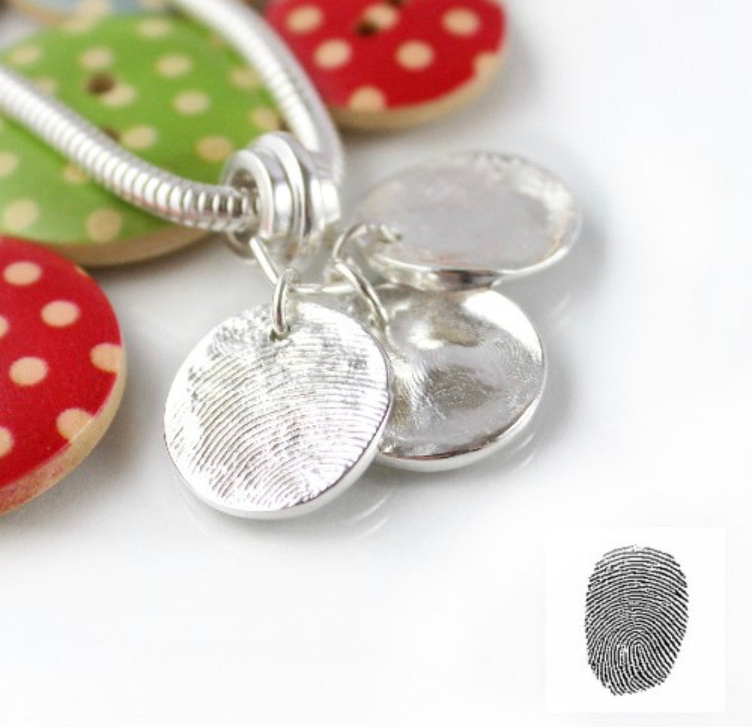 Silver Fingerprint Charms With the Real Fingerprints of Your Loved Ones ...