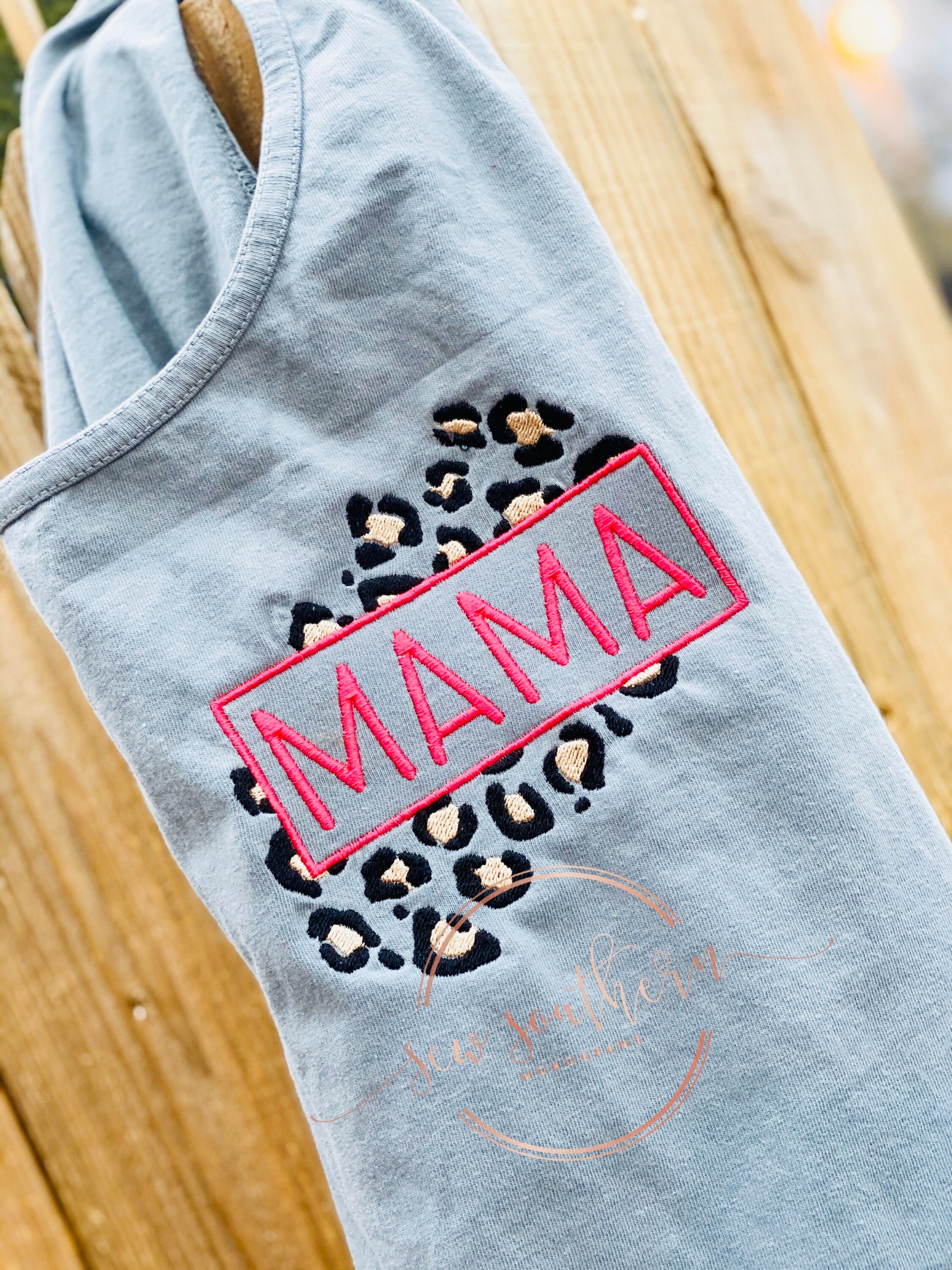 Cheetah Frame Monogrammed Mama-comfort Colors Tank OR Tee - Etsy