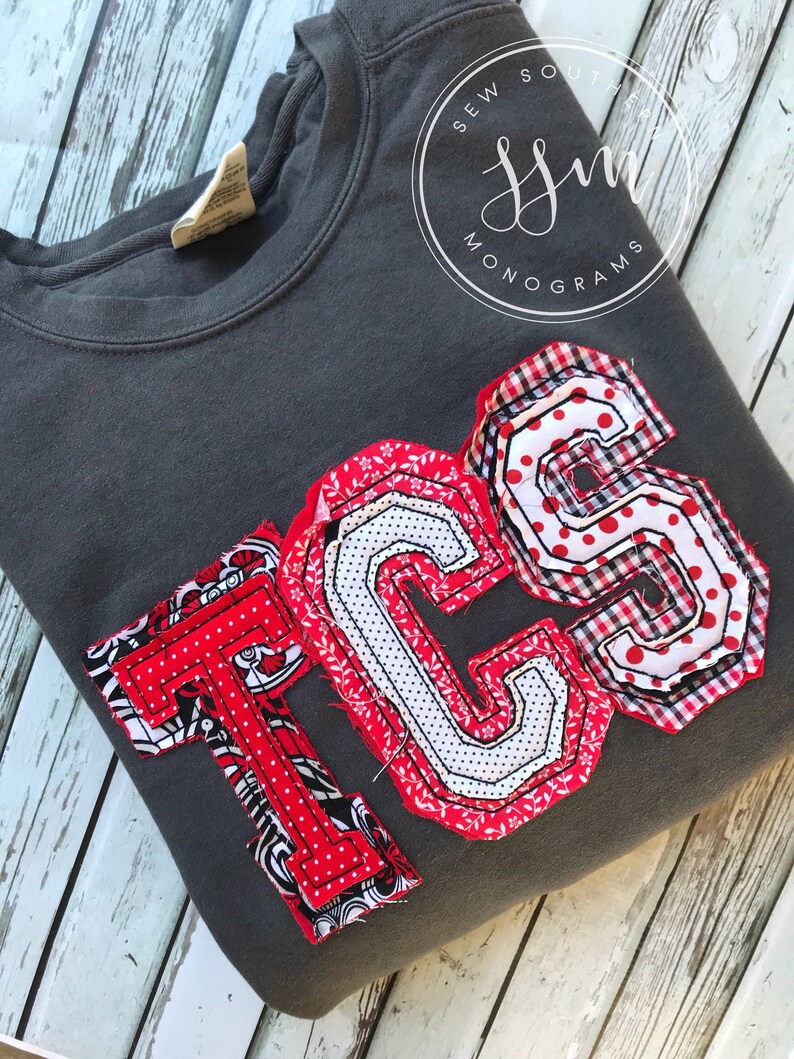 Funky raggy appliqued sweatshirt school spirit | Etsy