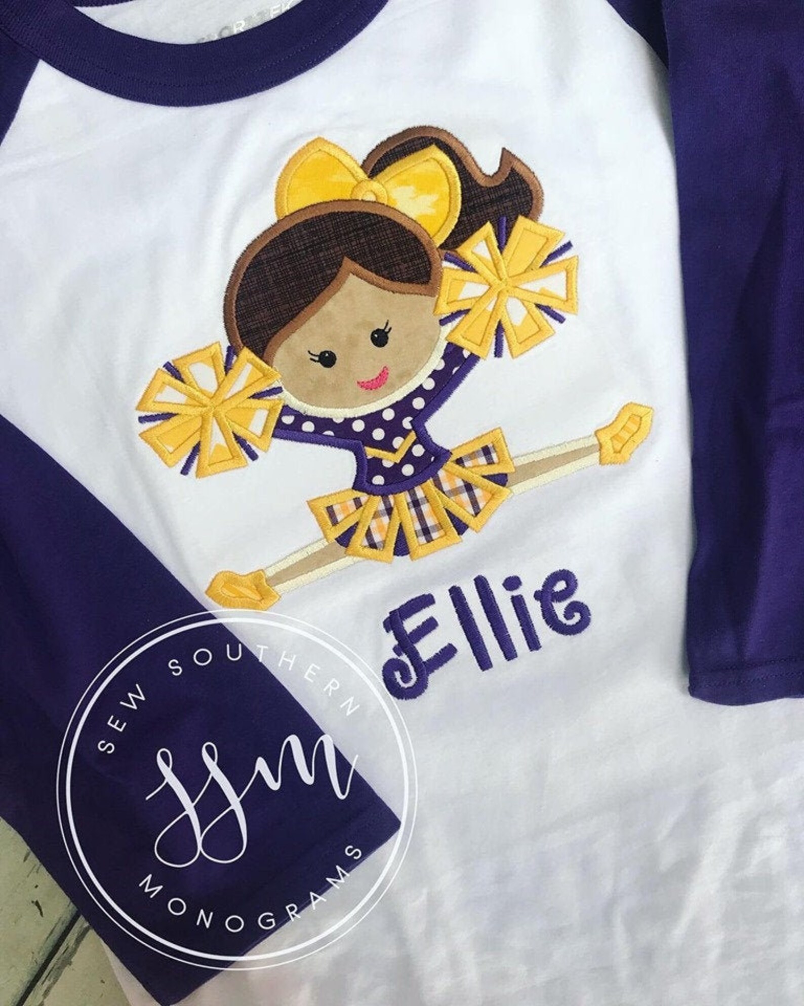 Applique Cheerleader Raglan With Name - Etsy