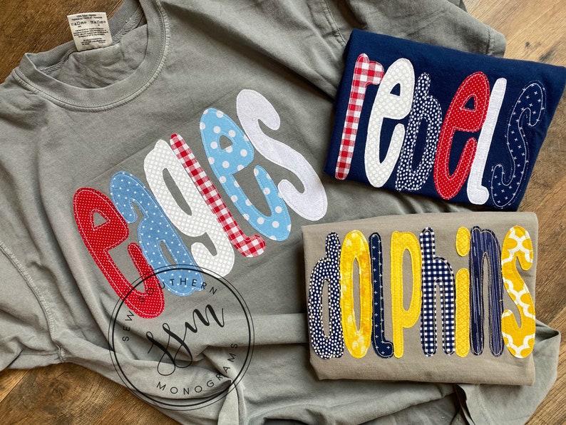 Custom School Spirit Tees Applique Monogram - Etsy