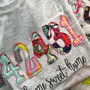 Zip Code OR Area Code Appliqued Tee Sizing Tee Home Sweet - Etsy