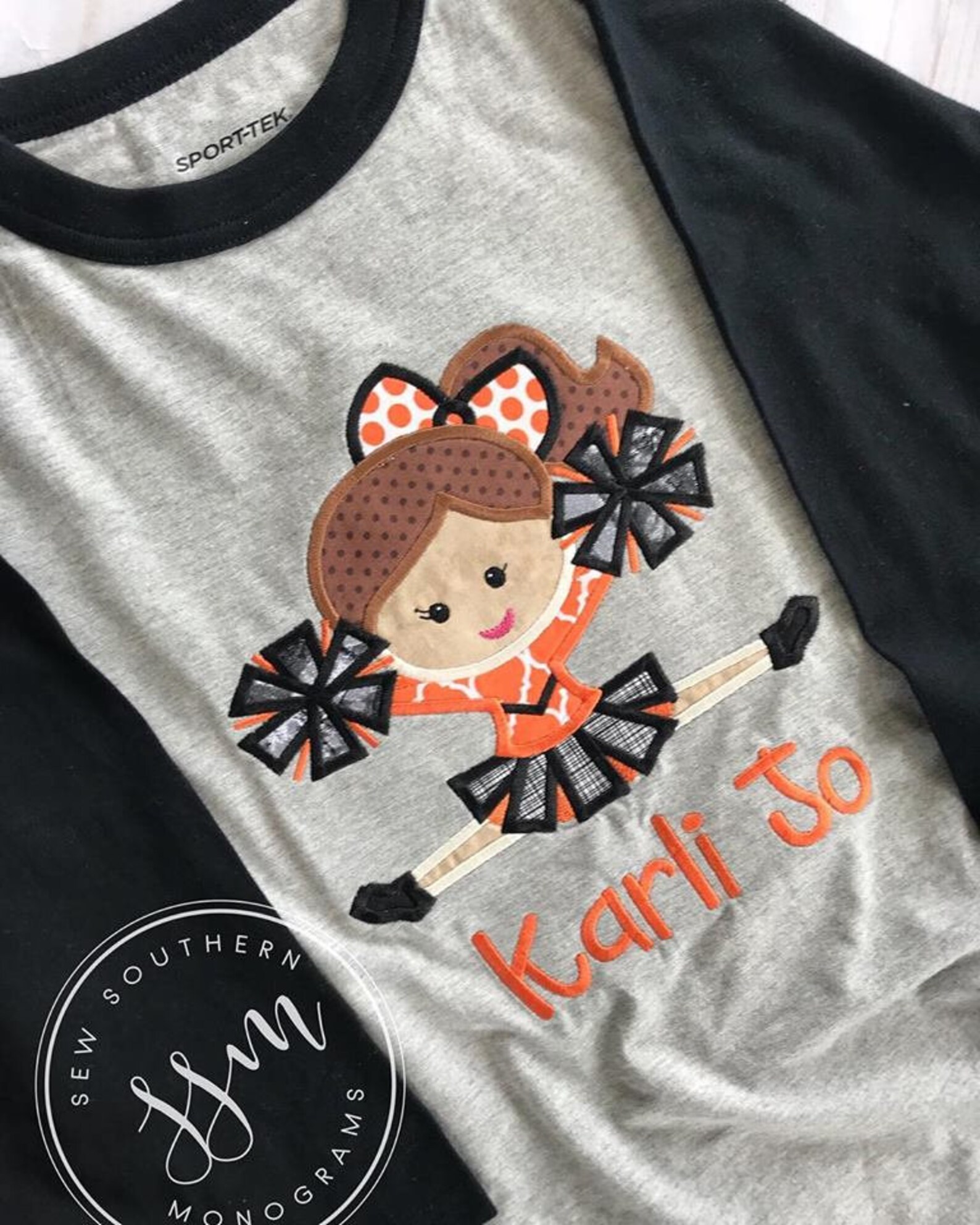 Applique Cheerleader Raglan With Name - Etsy