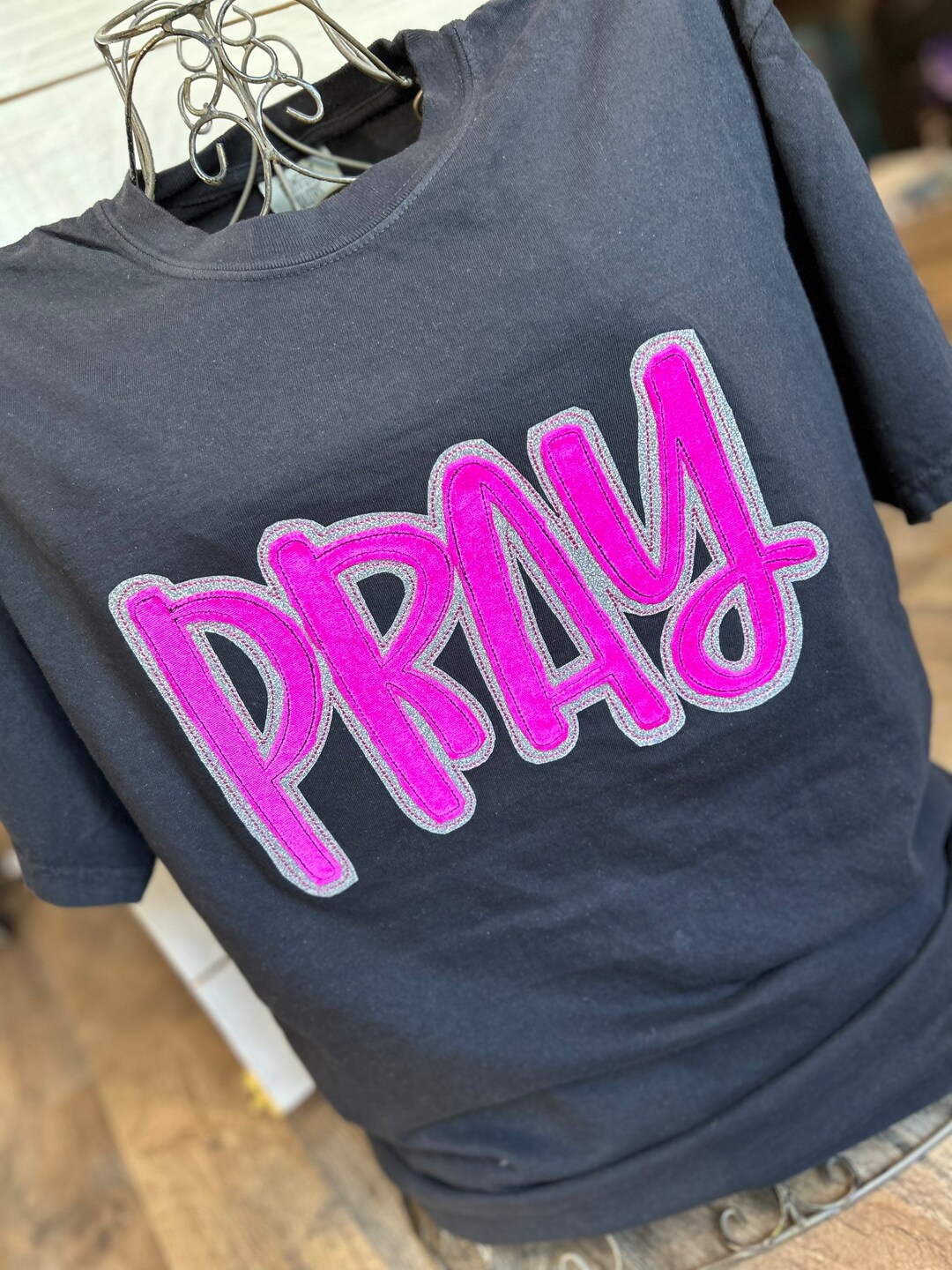 Pray Double Stacked Tee Unisex Sizing Velvet and Glitter - Etsy