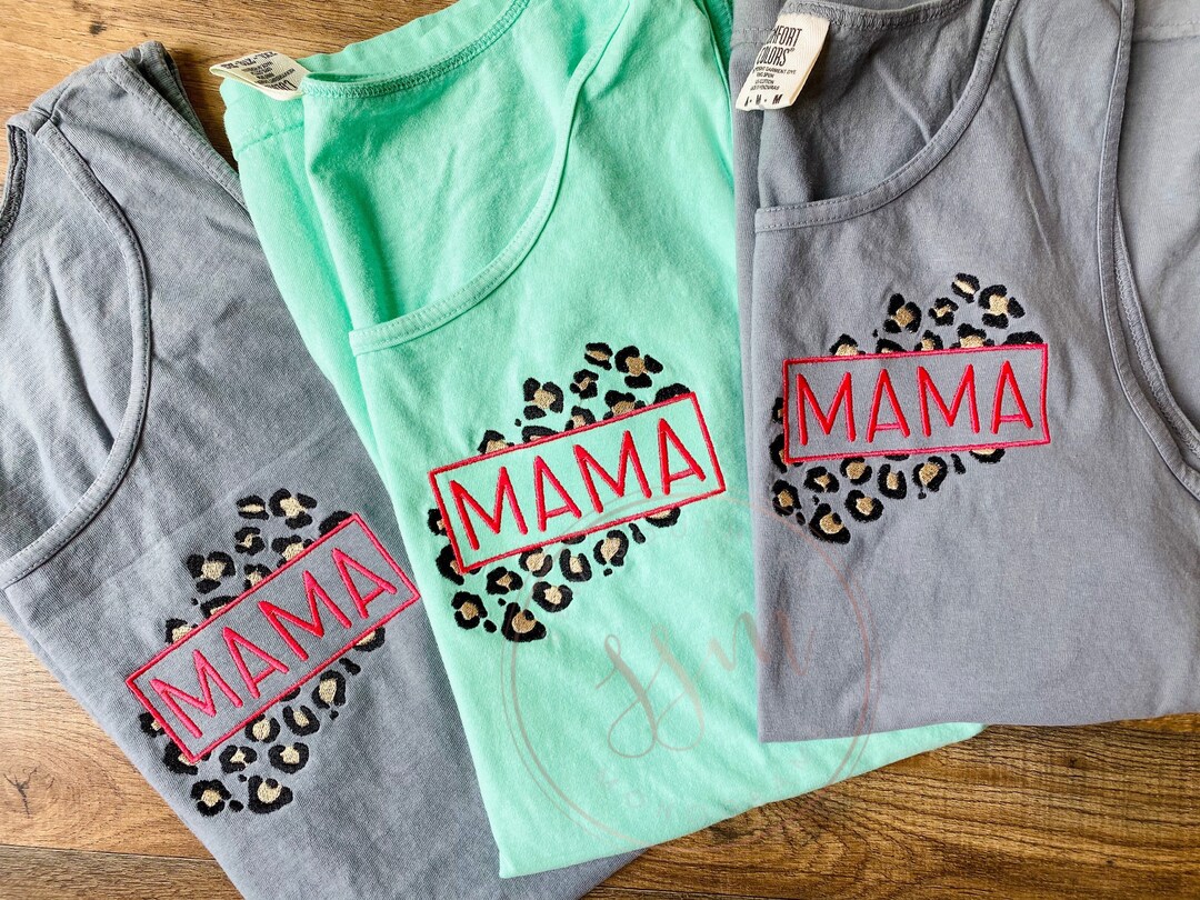 Cheetah Frame Monogrammed Mama-comfort Colors- Tank OR Tee - Etsy