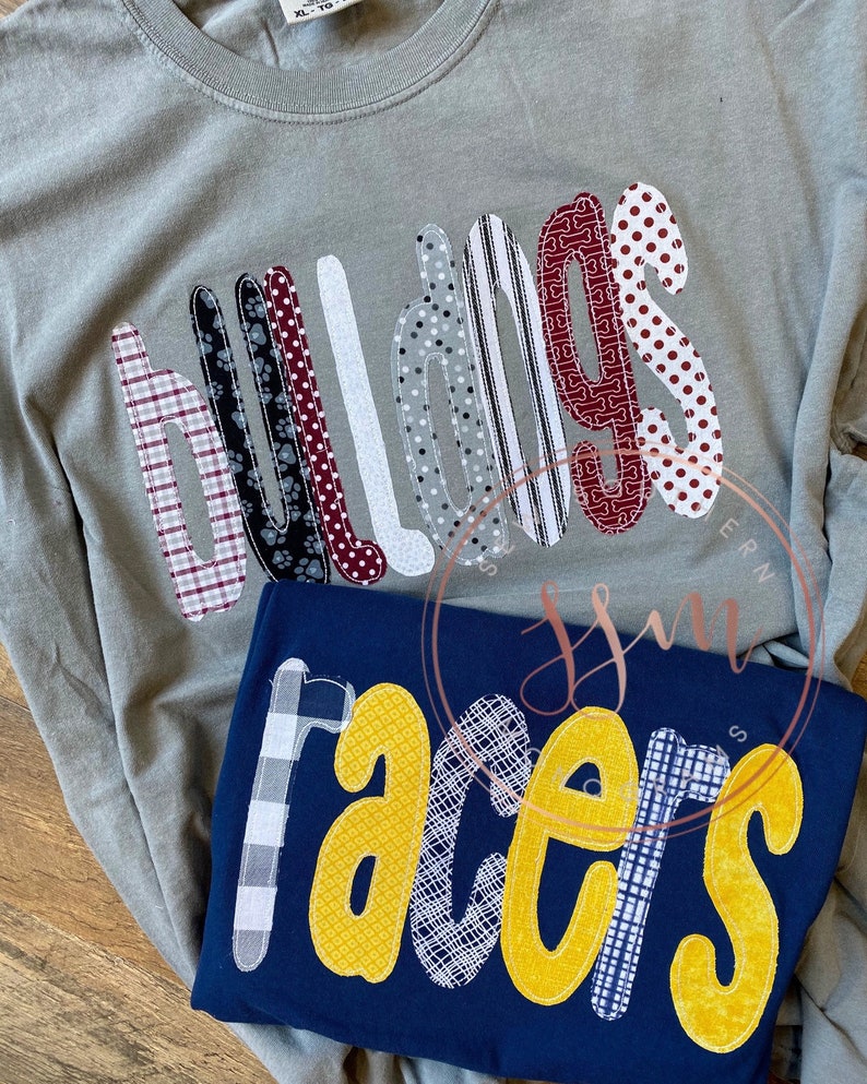 Custom School Spirit tees Applique Monogram | Etsy