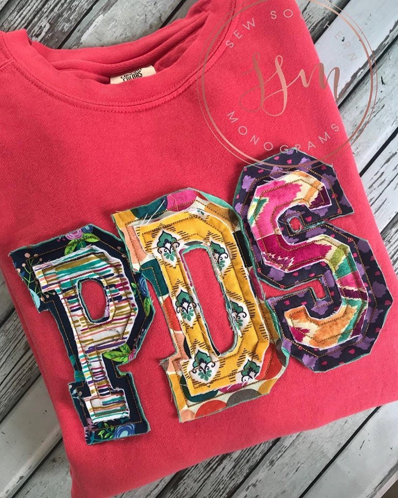 Funky raggy appliqued sweatshirt school spirit | Etsy