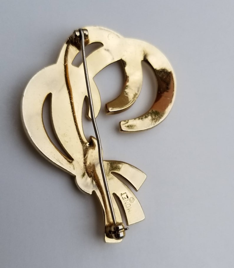Vintage Monet Gold Tone Textured Brooch, Vintage Elegant Gold Tone Pin ...