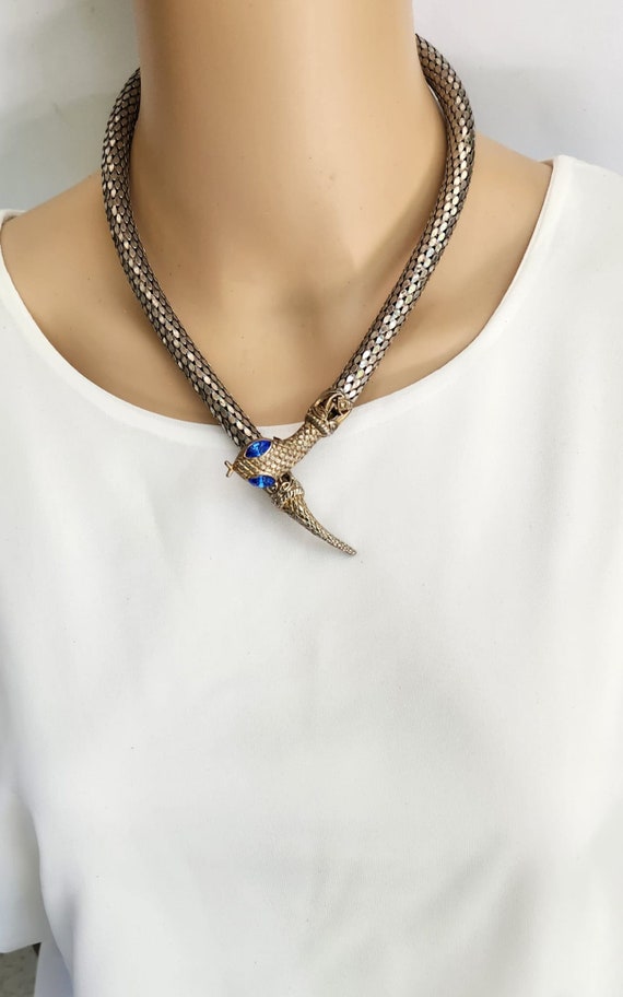 Vintage mesh snake necklace - Gem