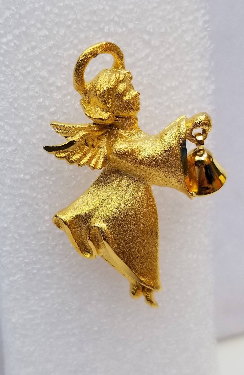 Angel Brooch, Guardian Angel With With Dangling Bell Brooch Pin ...