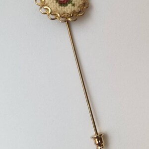 Vintage Crochet Flower Lapel Stick Pin Brooch, Vintage Gold Tone ...