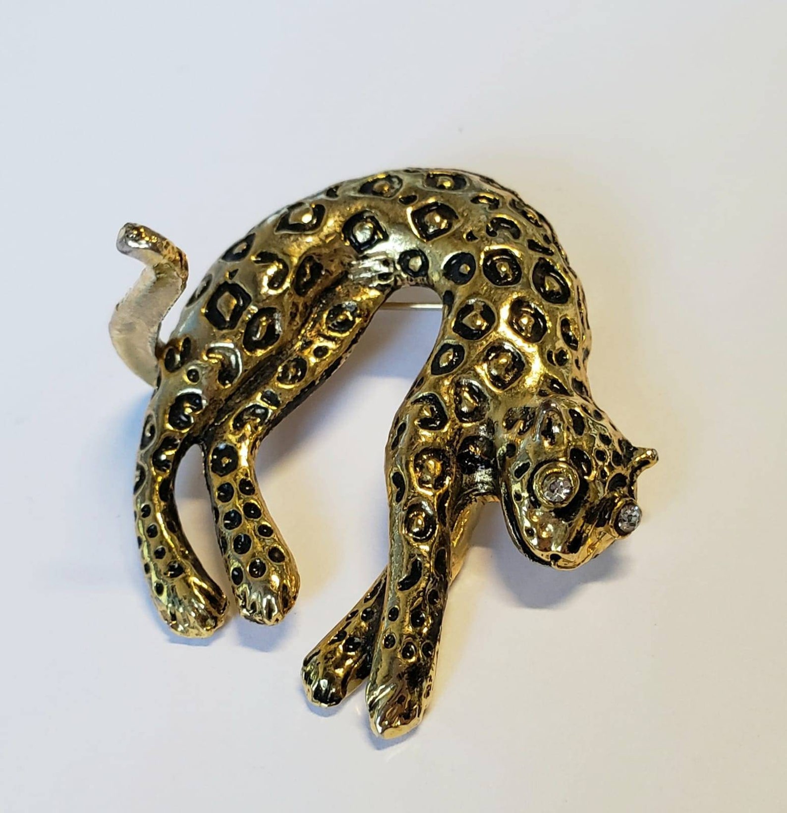 Gold Tone Leopard Brooch, Articulate Big Cat Brooch, Shoulder Brooch ...