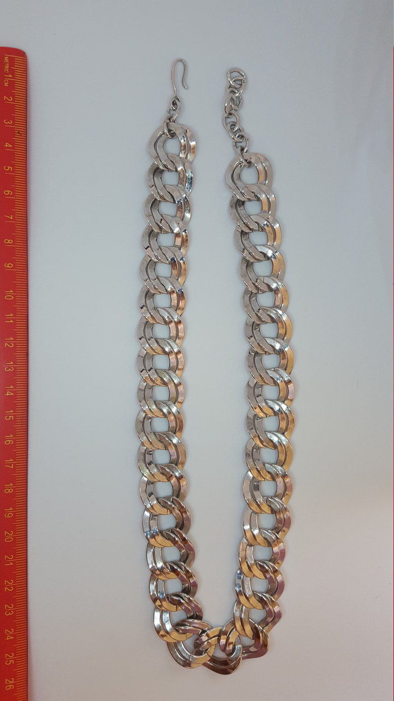 Vintage Monet Chunky Silver Tone Chain Necklace Signed Monet - Etsy