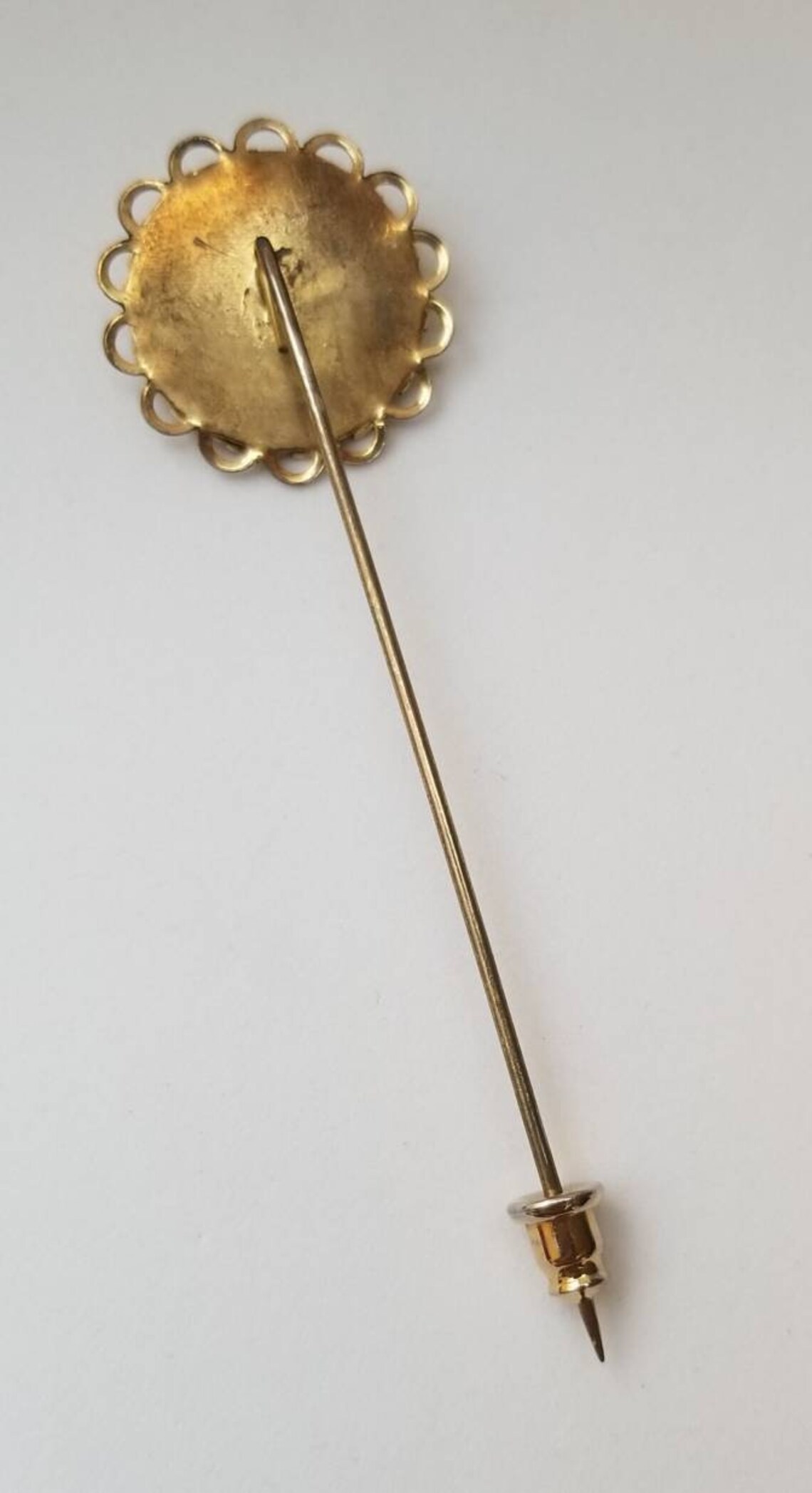 Vintage Crochet Flower Lapel Stick Pin Brooch, Vintage Gold Tone ...