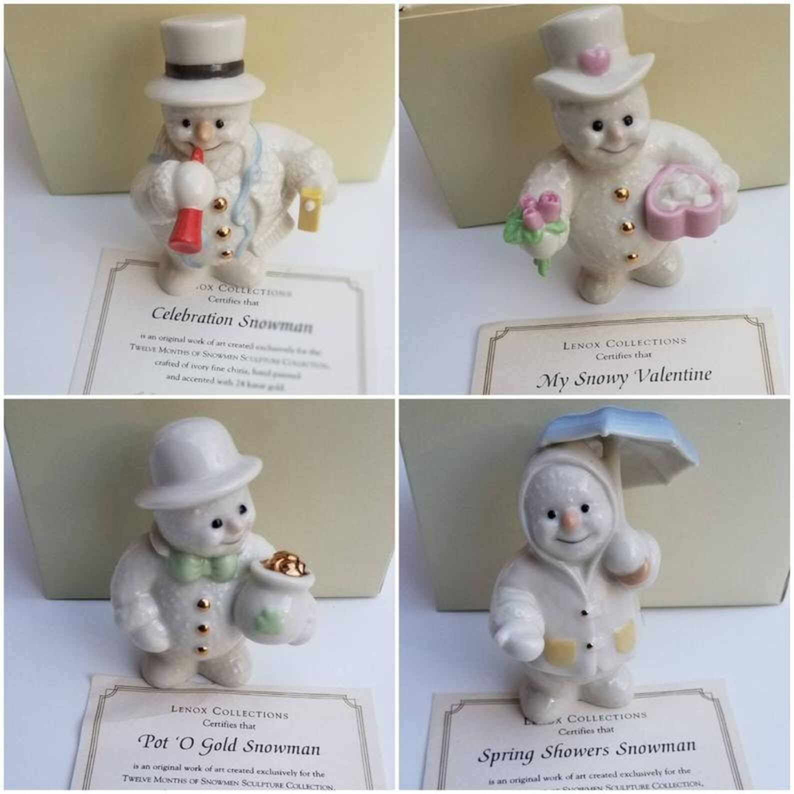 Lenox Collection Twelve Months of Snowmen with 24K Gold | Etsy