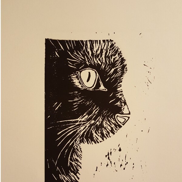 Black Cat Linoleum - Etsy UK