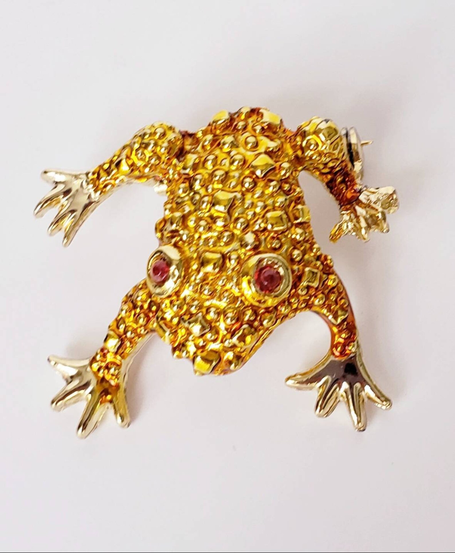 Vintage Gold Tone Frog Brooch Withswarovski Crystal Gold - Etsy