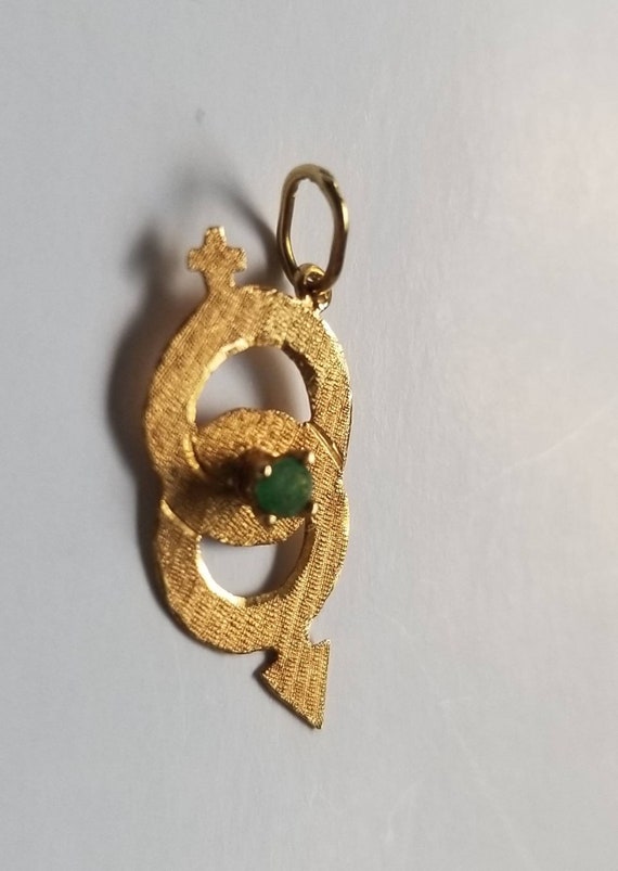Gold 18K Pendant with Raw Colombian Emerald Marked 18… - Gem