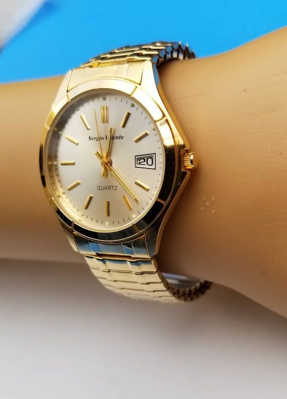 Authentic Unisex Sergio Valente Quartz Watch Gold Pla… - Gem