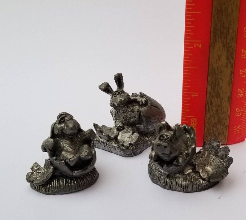 Michael Ricker Pewter Set of Figurines Hatching From Egg - Etsy