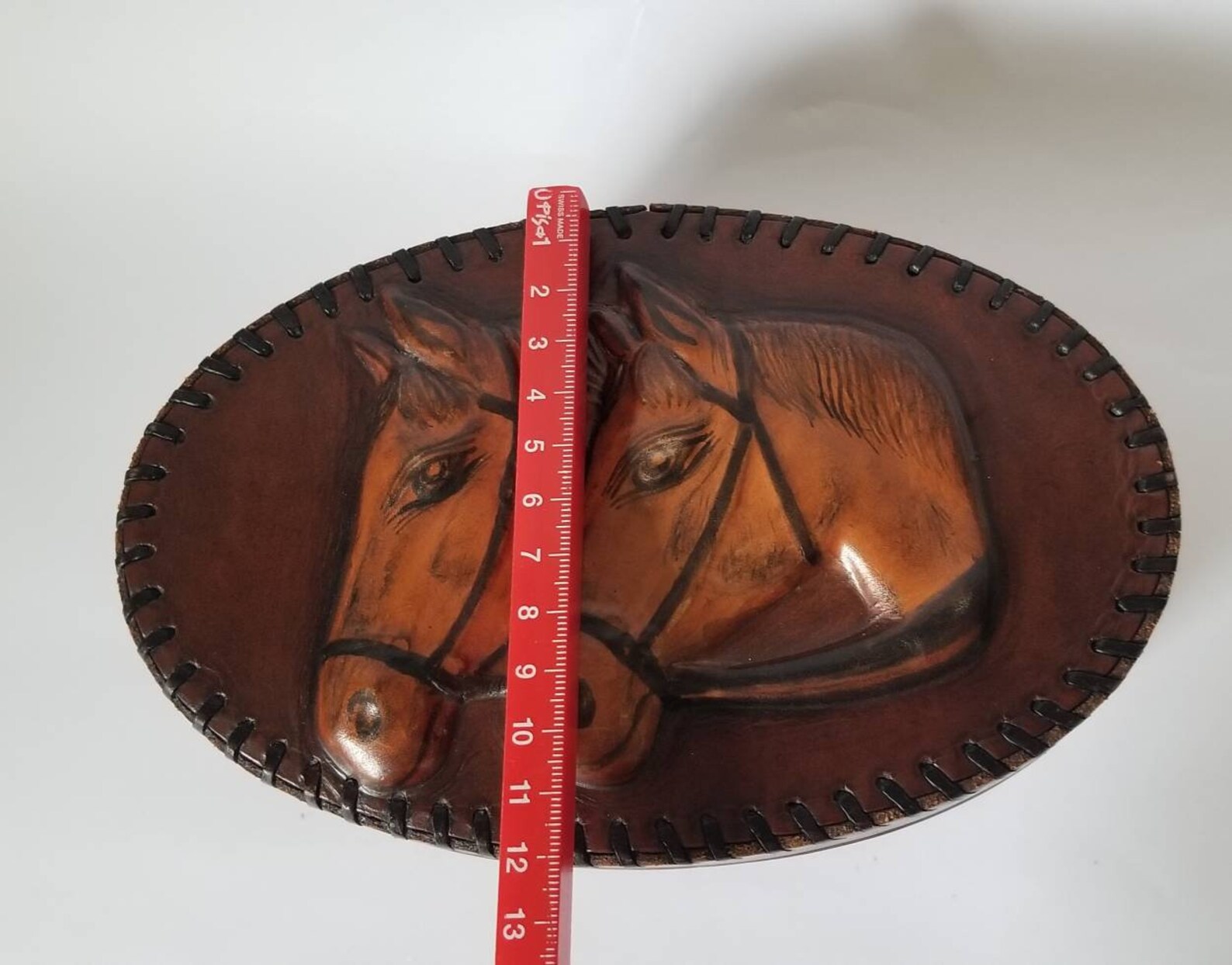 Vintage Genuine Fine Leather Hand Tooled Oval Carved Trinket - Etsy