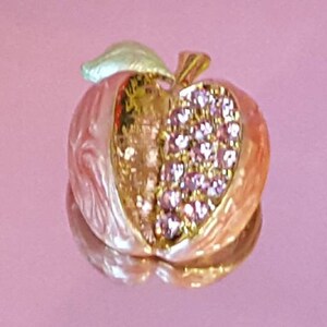 Pink Cut Apple Brooch Pin Enamel and Pink Crystals - Etsy
