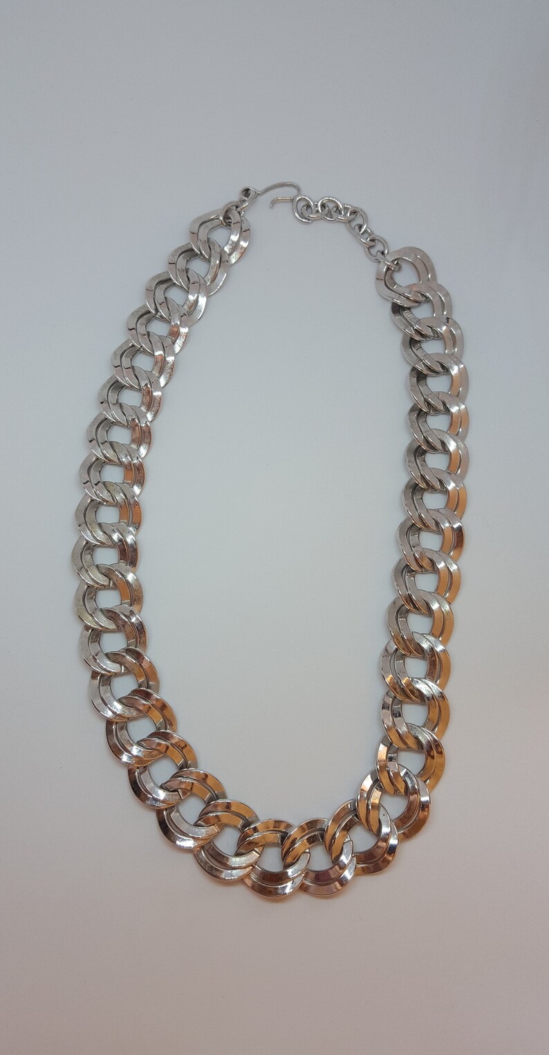 Vintage Monet Chunky Silver Tone Chain Necklace Signed Monet - Etsy
