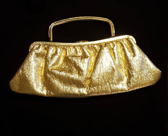 GOLD EVENING PURSE, Vintage Metallic Gold Party Purse… - Gem