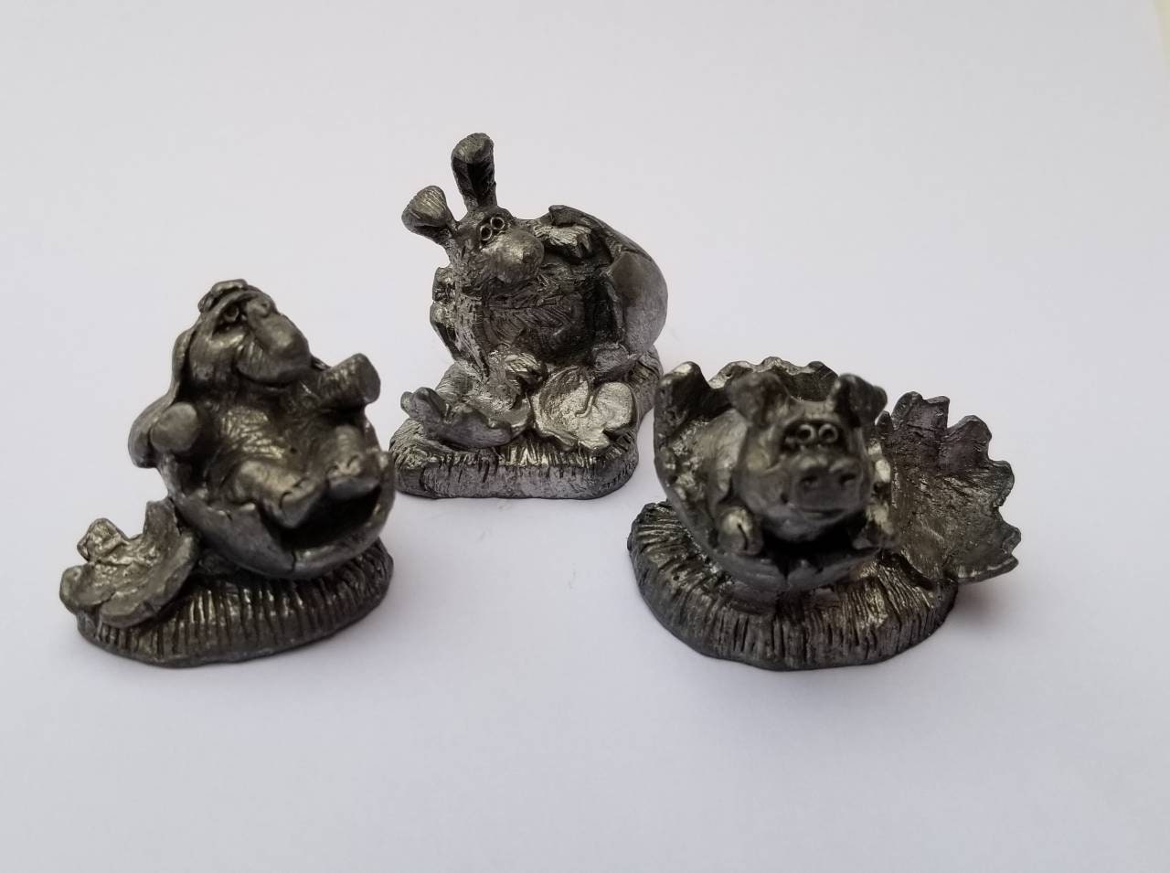 Michael Ricker Pewter Set of Figurines Hatching From Egg Figurine ...
