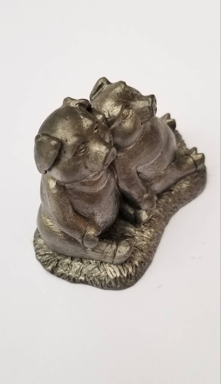Michael Ricker Pewter friendship Gift of Love Pigs Figurine, Michael ...