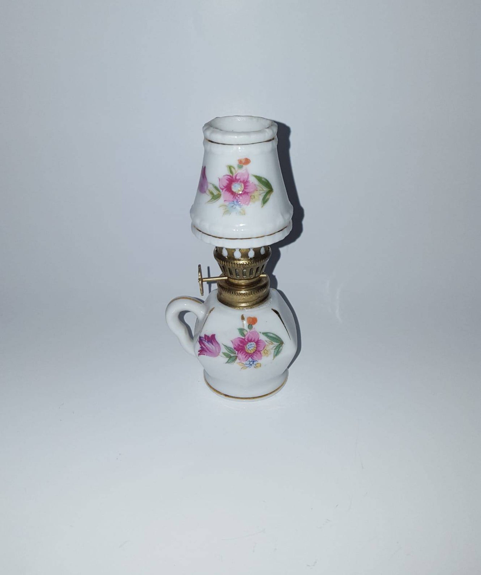 PORCELAIN MINIATURE Hand Painted OIL Lamp White Porcelain and - Etsy