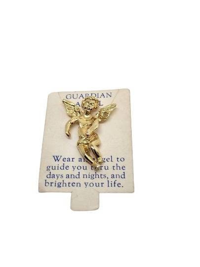 Vintage Guardian Angel Gold Tone Pin, Guardian Angel Brooch Pin - Etsy
