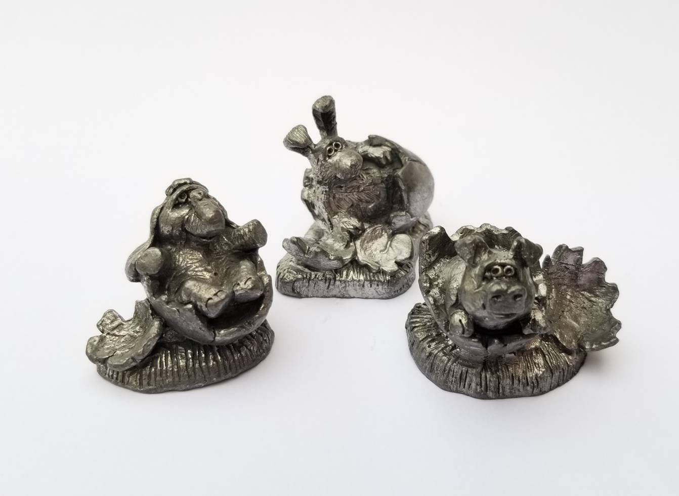 Michael Ricker Pewter Set of Figurines Hatching From Egg Figurine ...