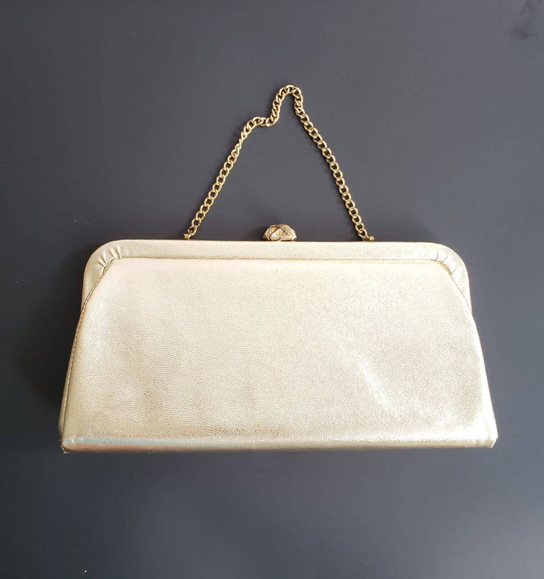GOLD EVENING PURSE, Vintage Metallic Gold Party Purse, vintage Gold ...
